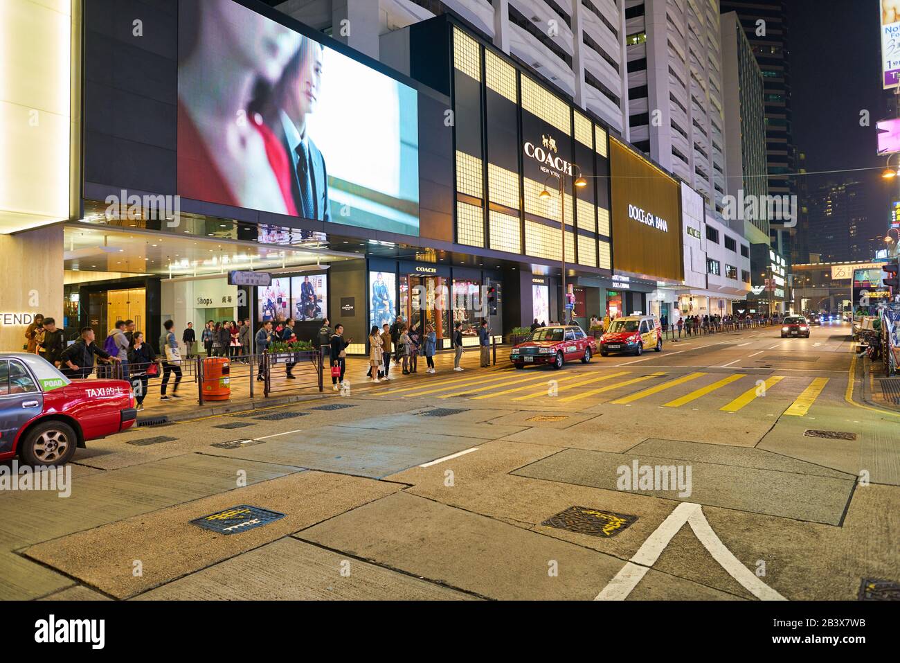 HONG KONG, CHINA - CIRCA JANUARY, 2019: street level view of Hong Kong ...