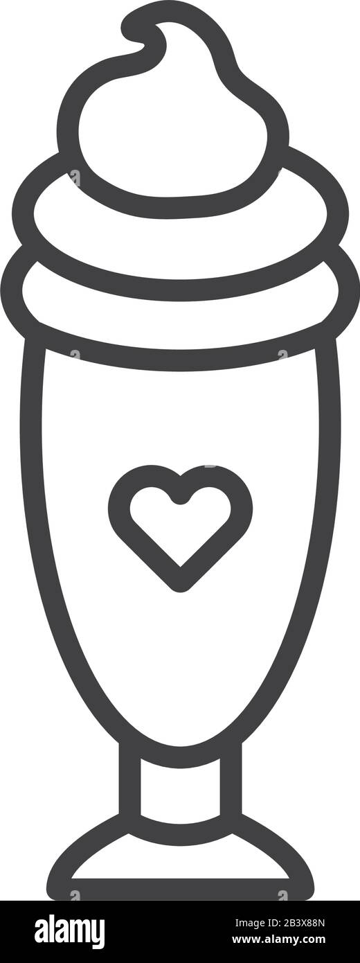 Milkshake line style icon design, Sweet dessert food flavor scoop ...