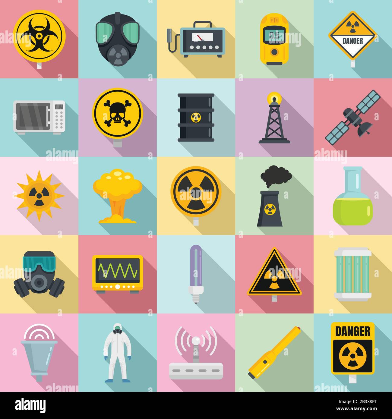 Radiation icons set. Flat set of radiation vector icons for web design ...