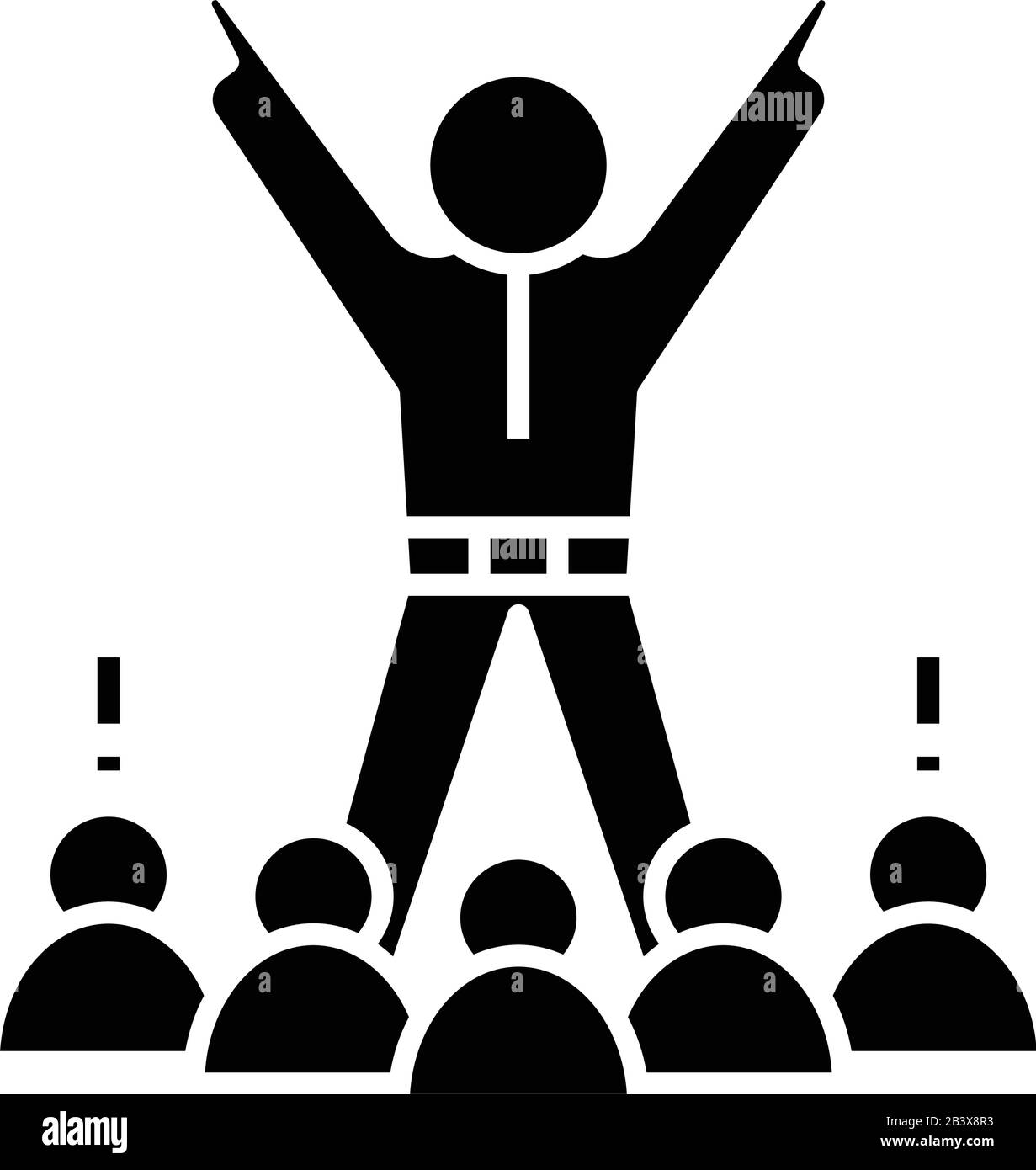 Rising leader black icon, concept illustration, vector flat symbol ...