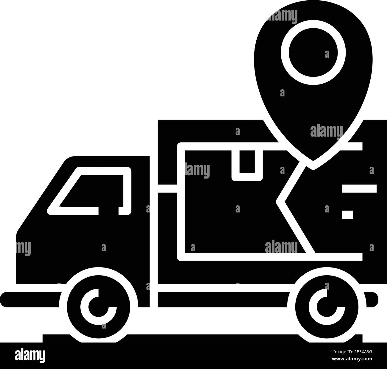 Relocation black icon, concept illustration, vector flat symbol, glyph ...