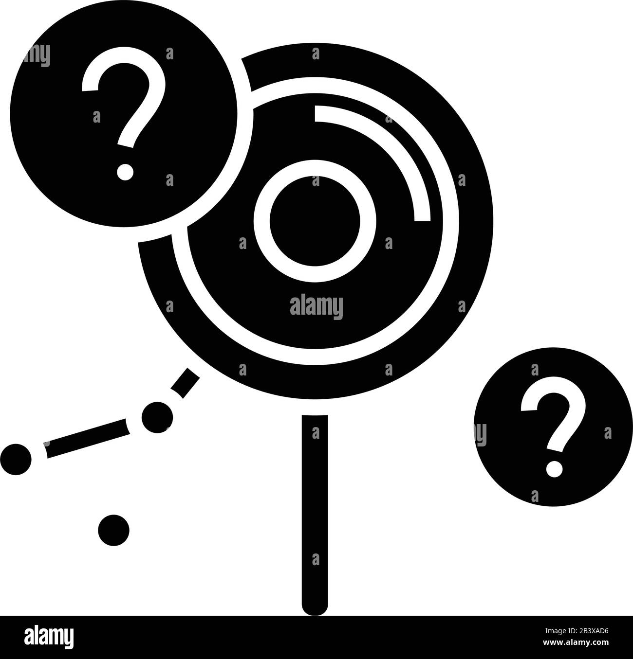 Searching difficulties black icon, concept illustration, vector flat ...