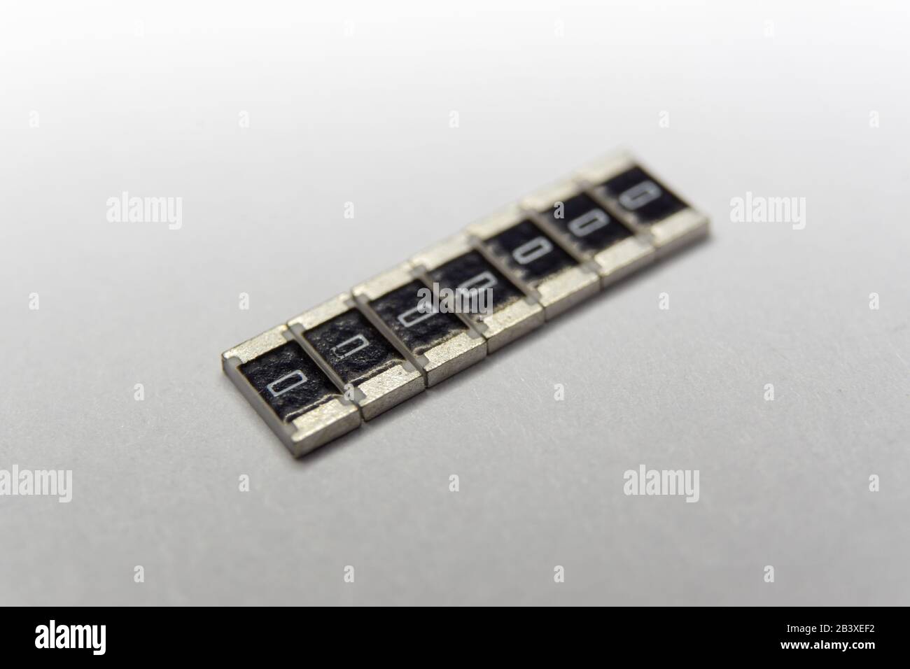 Abstract macro close-up of SMT surface mount chip resistors smart power ...