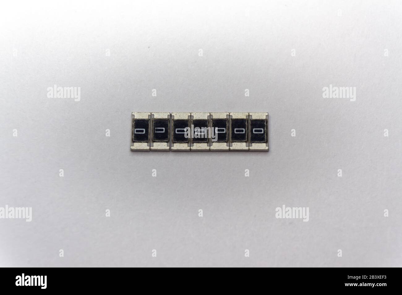 Abstract macro close-up of SMT surface mount chip resistors smart power ...