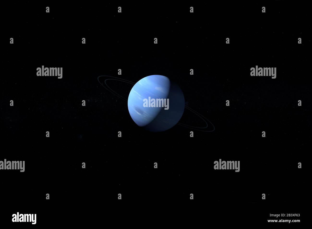 Neptune planet and her rings in the outer space. 3d render Stock Photo ...