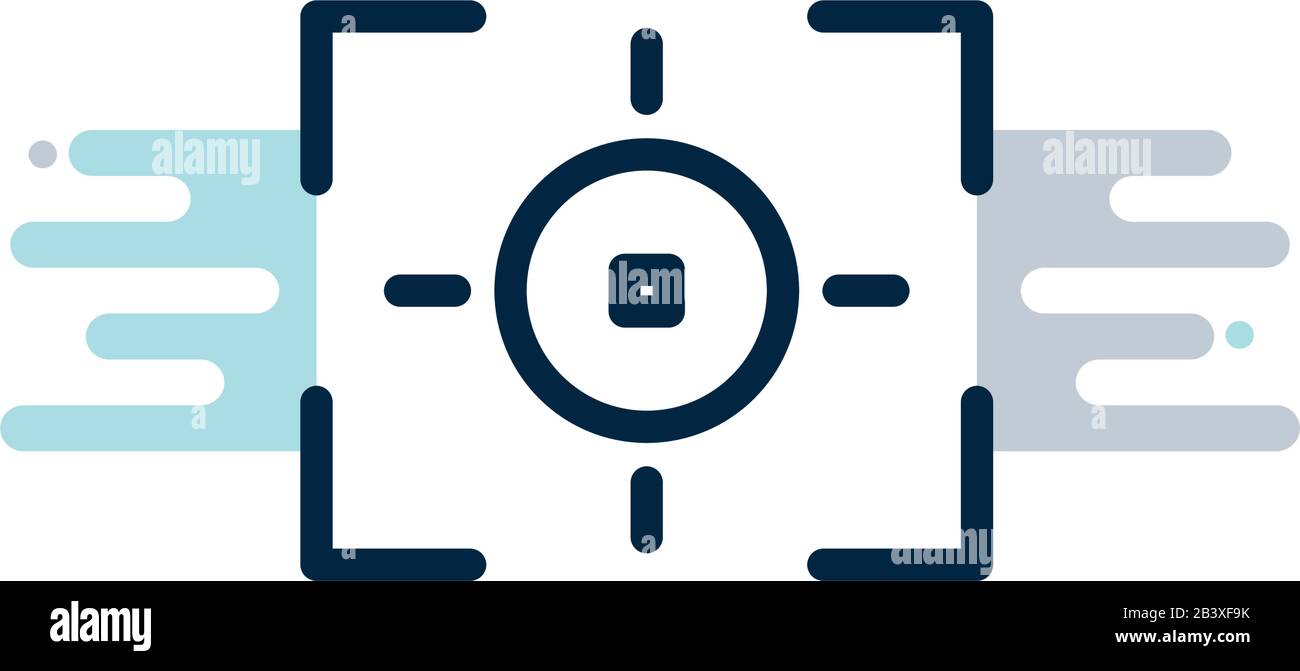 focus square line fill block style icon design, photography technology ...