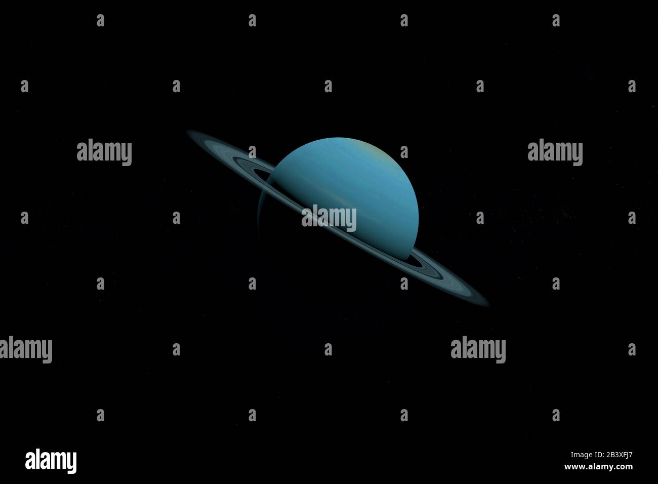 Planet Uranus and her rings in the outer space. 3d render Stock Photo ...