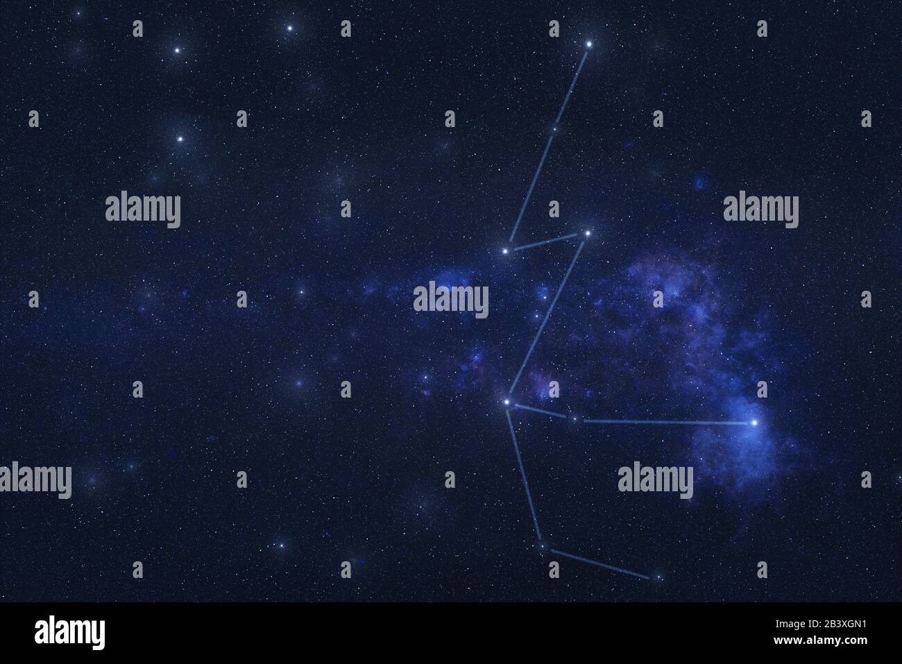 Indus Constellation in outer space. Indus constellation stars with ...