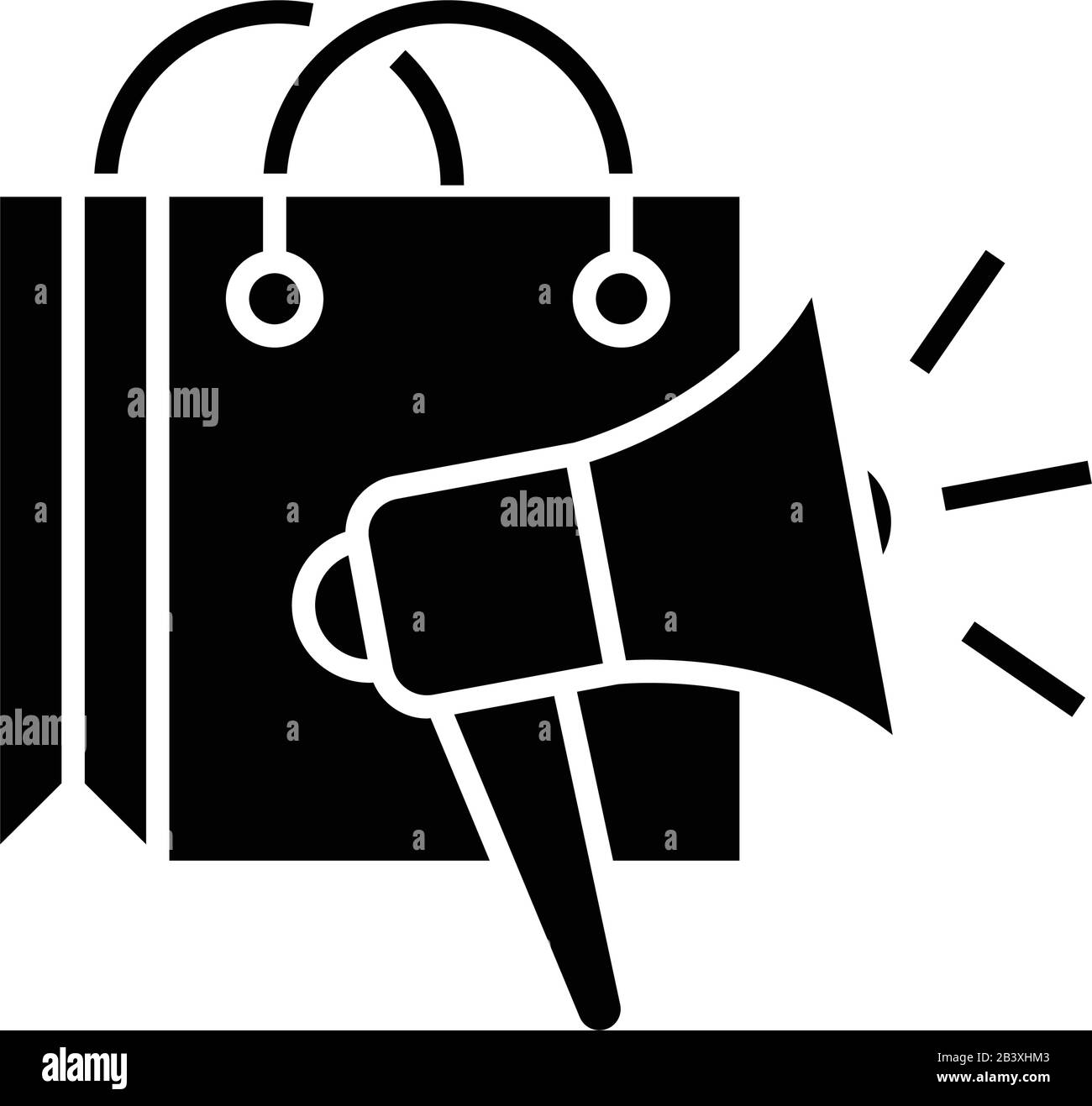 Sales announcement black icon, concept illustration, vector flat symbol ...