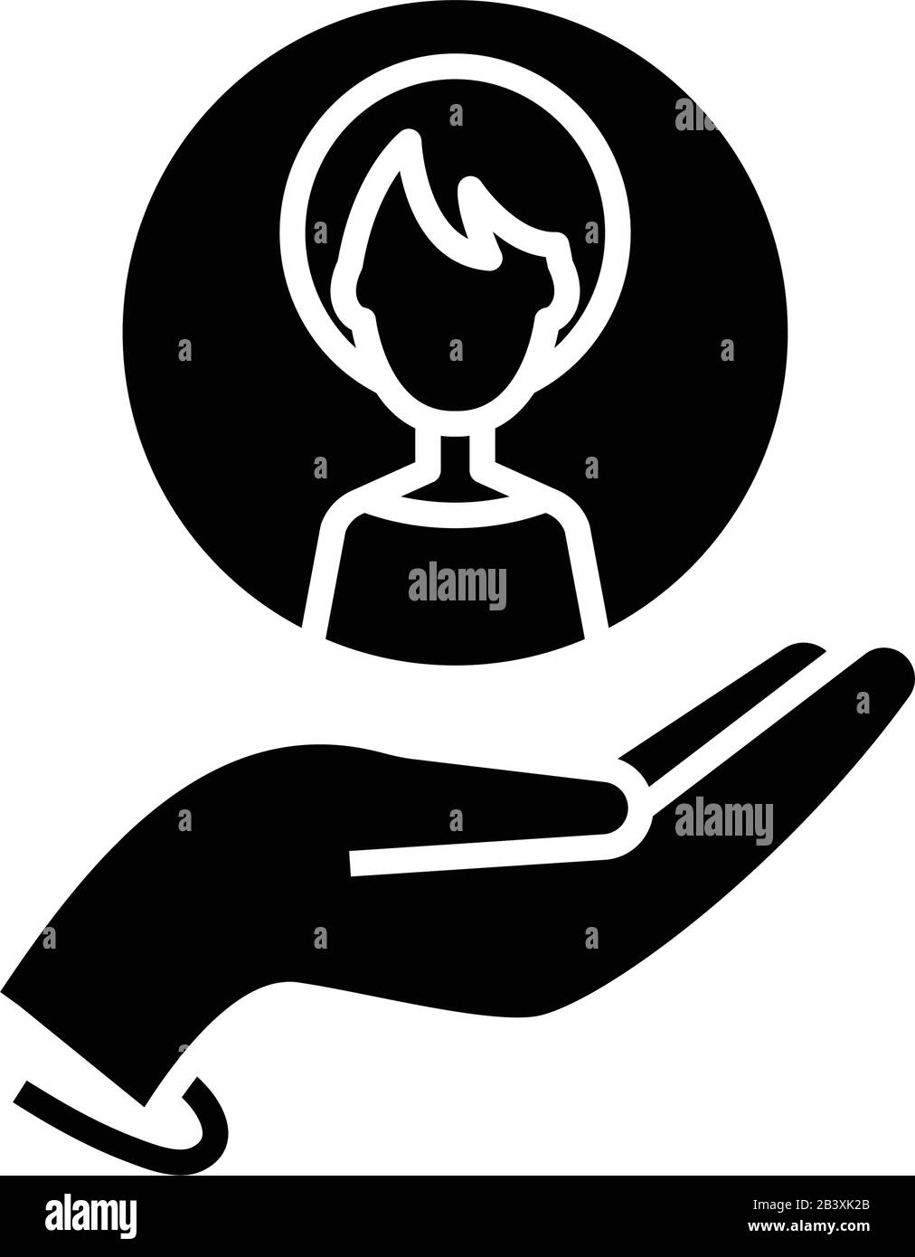 Support clients black icon, concept illustration, vector flat symbol ...