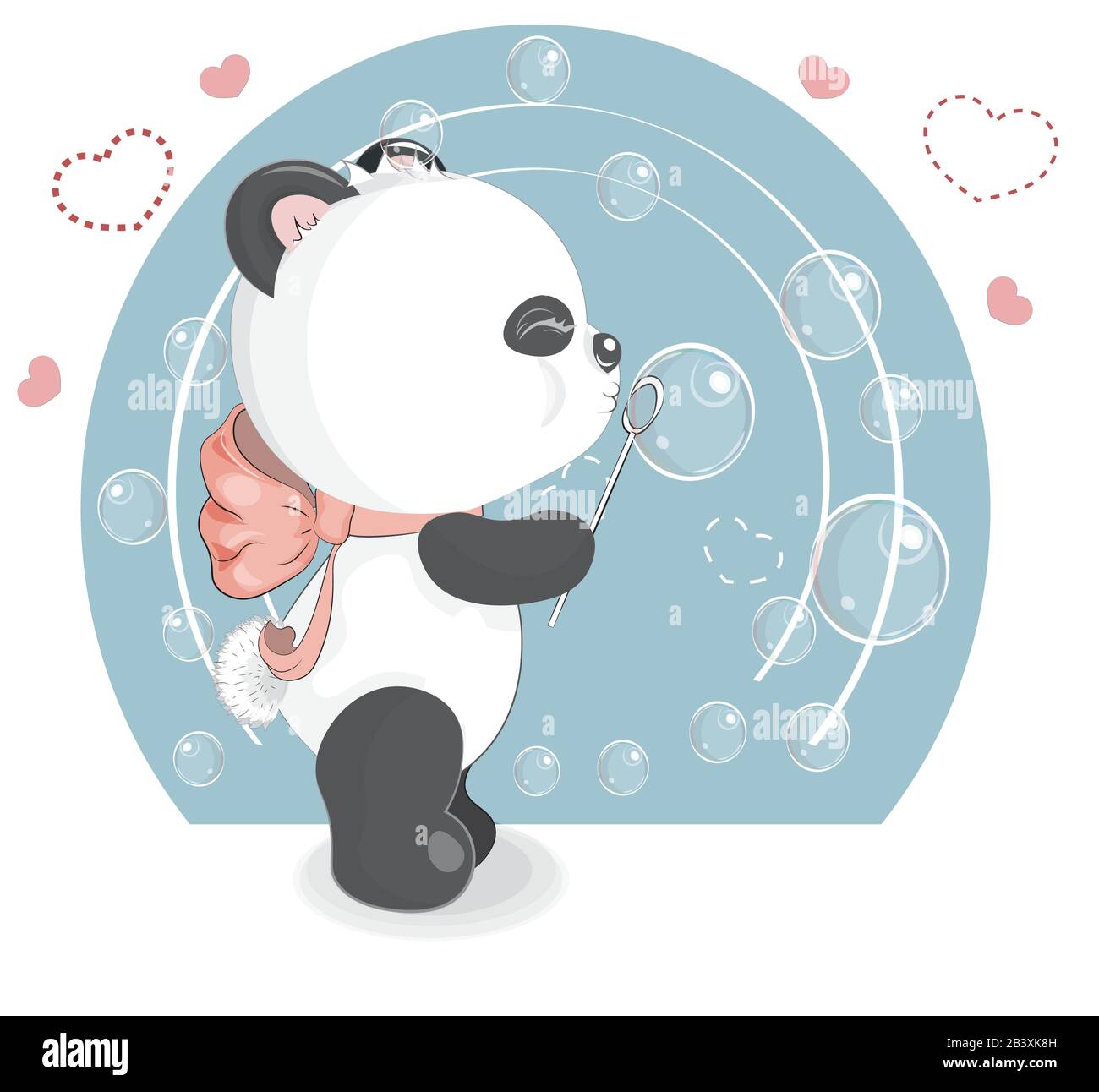 Panda with bubbles. Picture in hand drawing cartoon style, for t-shirt ...