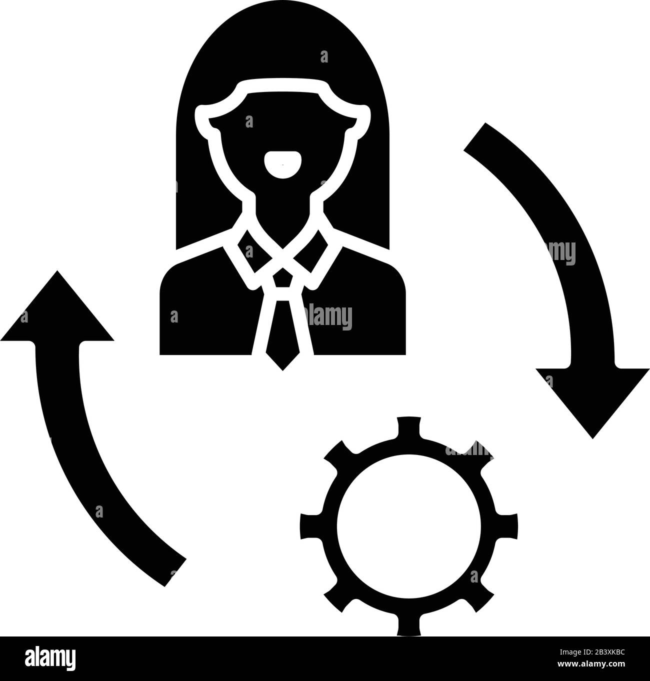 Setting support black icon, concept illustration, vector flat symbol ...