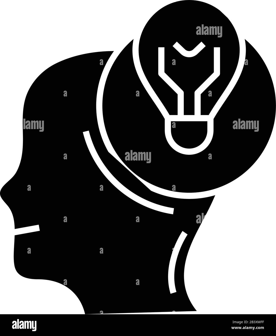 Sudden thought black icon, concept illustration, vector flat symbol ...