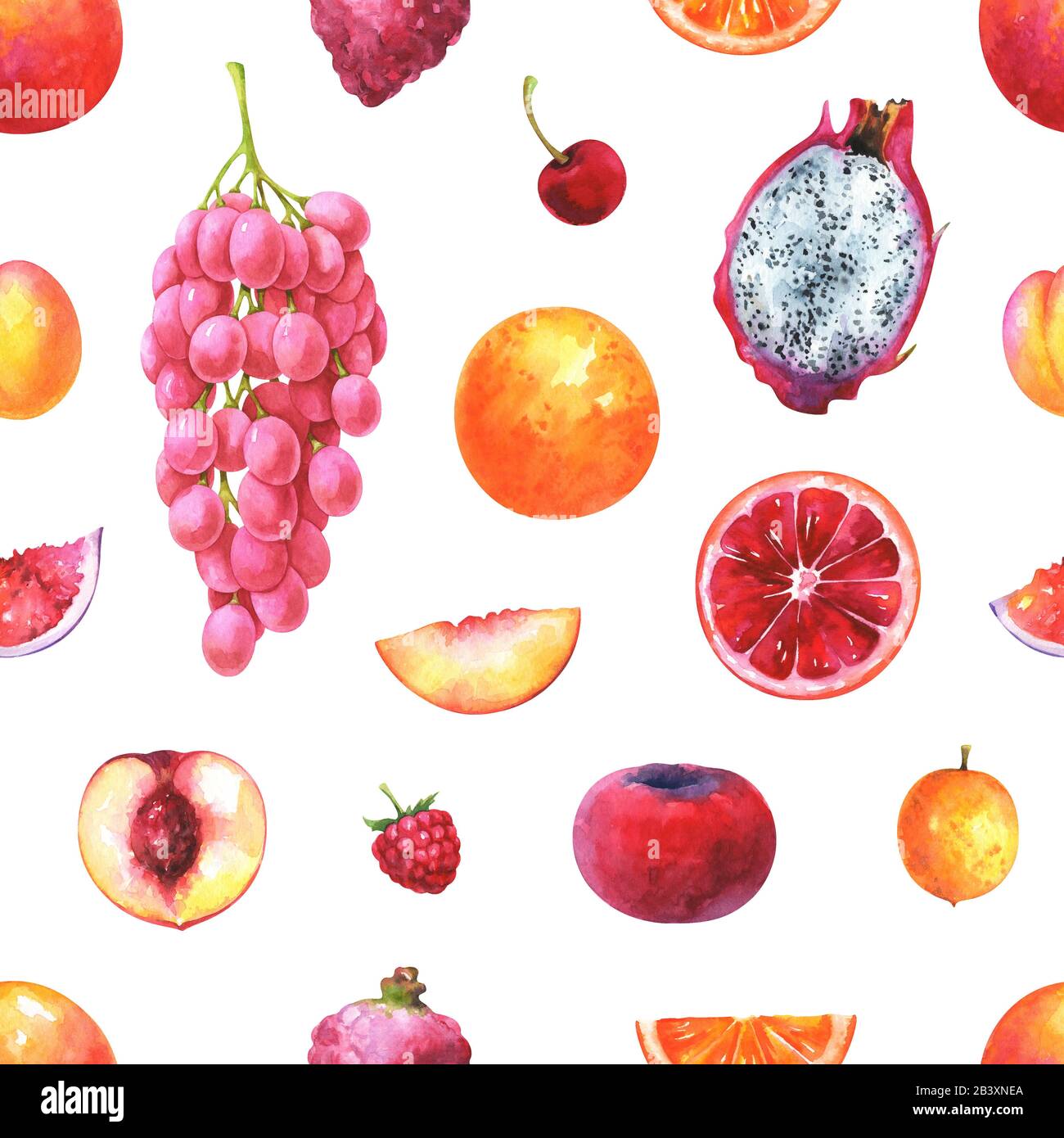 Hand painted watercolor seamless exotic fruit pattern Stock Photo - Alamy
