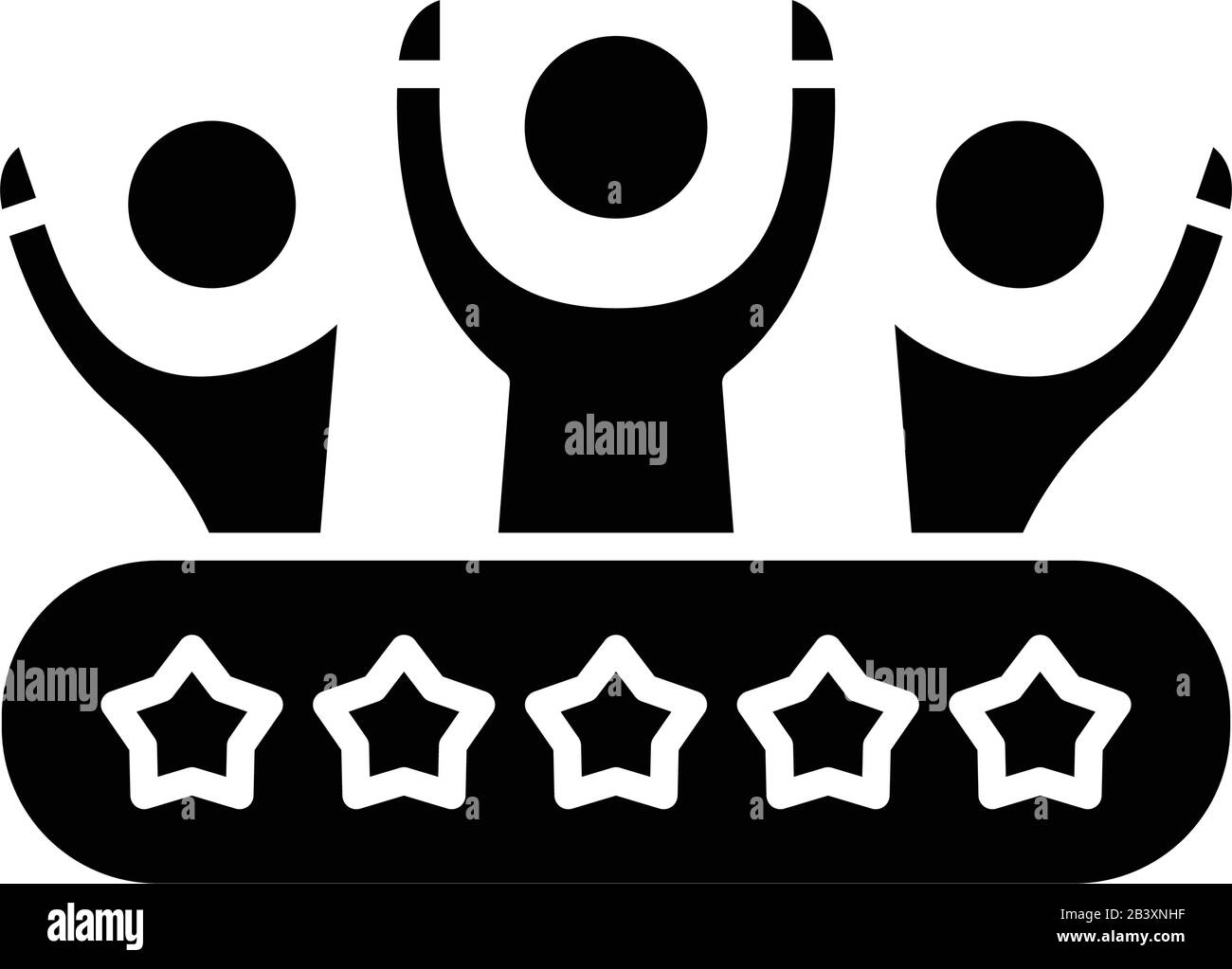 Successful teamwork black icon, concept illustration, vector flat ...