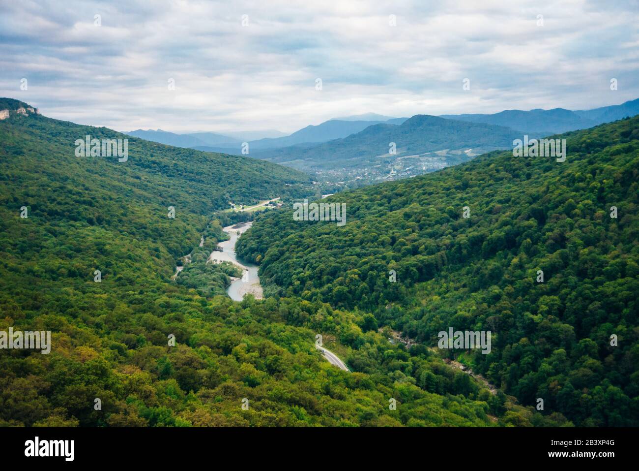 Valley of the mountain river Belaya. Republic of Adygea. Western ...