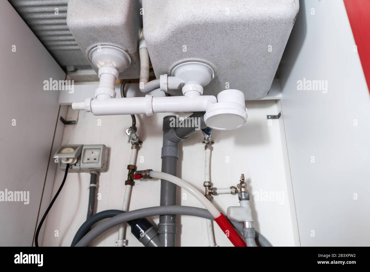 Close-pup Photo Of Modern Kitchen Sink Pipes Stock Photo - Alamy