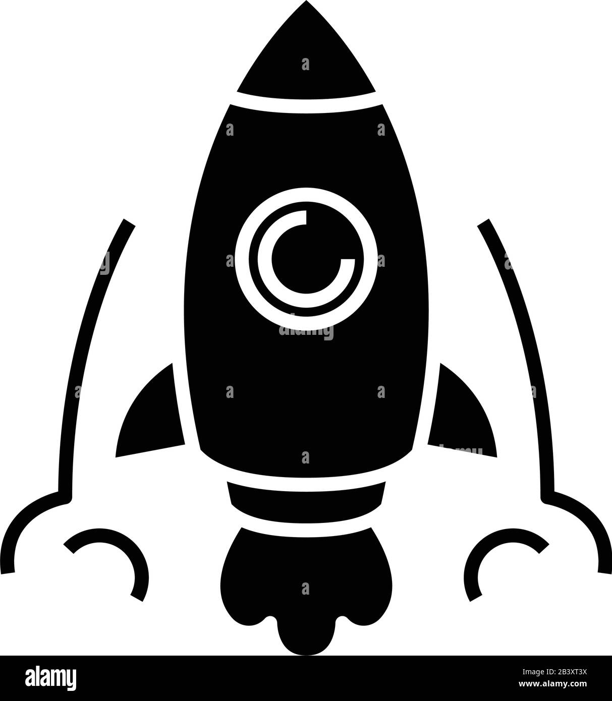 Rocket launch black icon, concept illustration, vector flat symbol ...