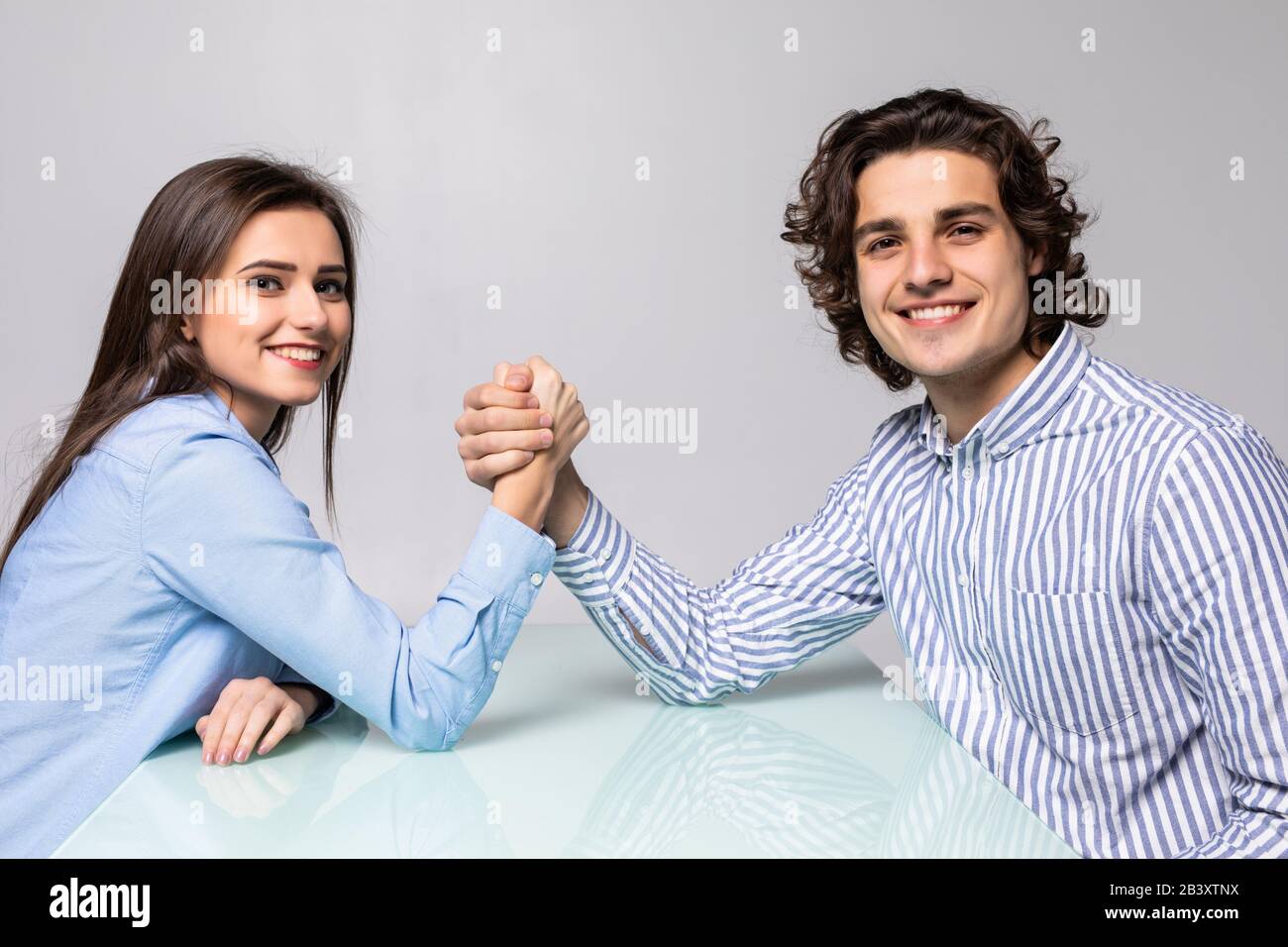 Arm wrestling couple hi-res stock photography and images - Alamy