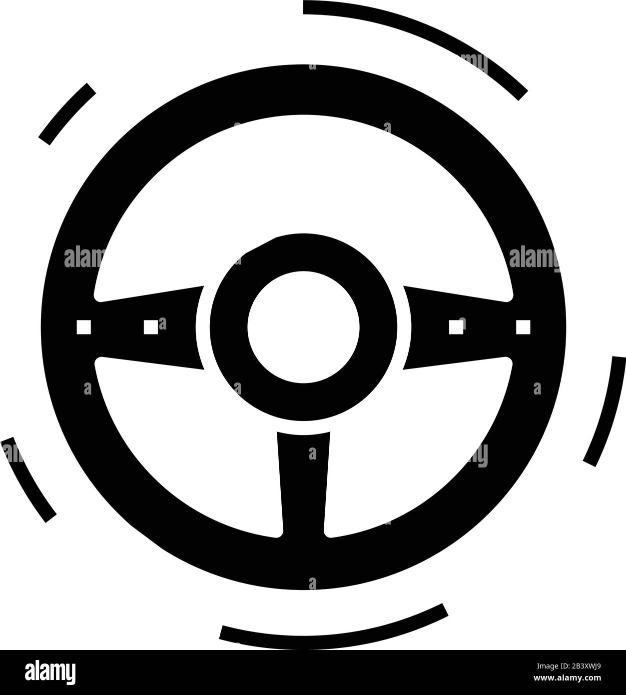 Steering wheel black icon, concept illustration, vector flat symbol ...