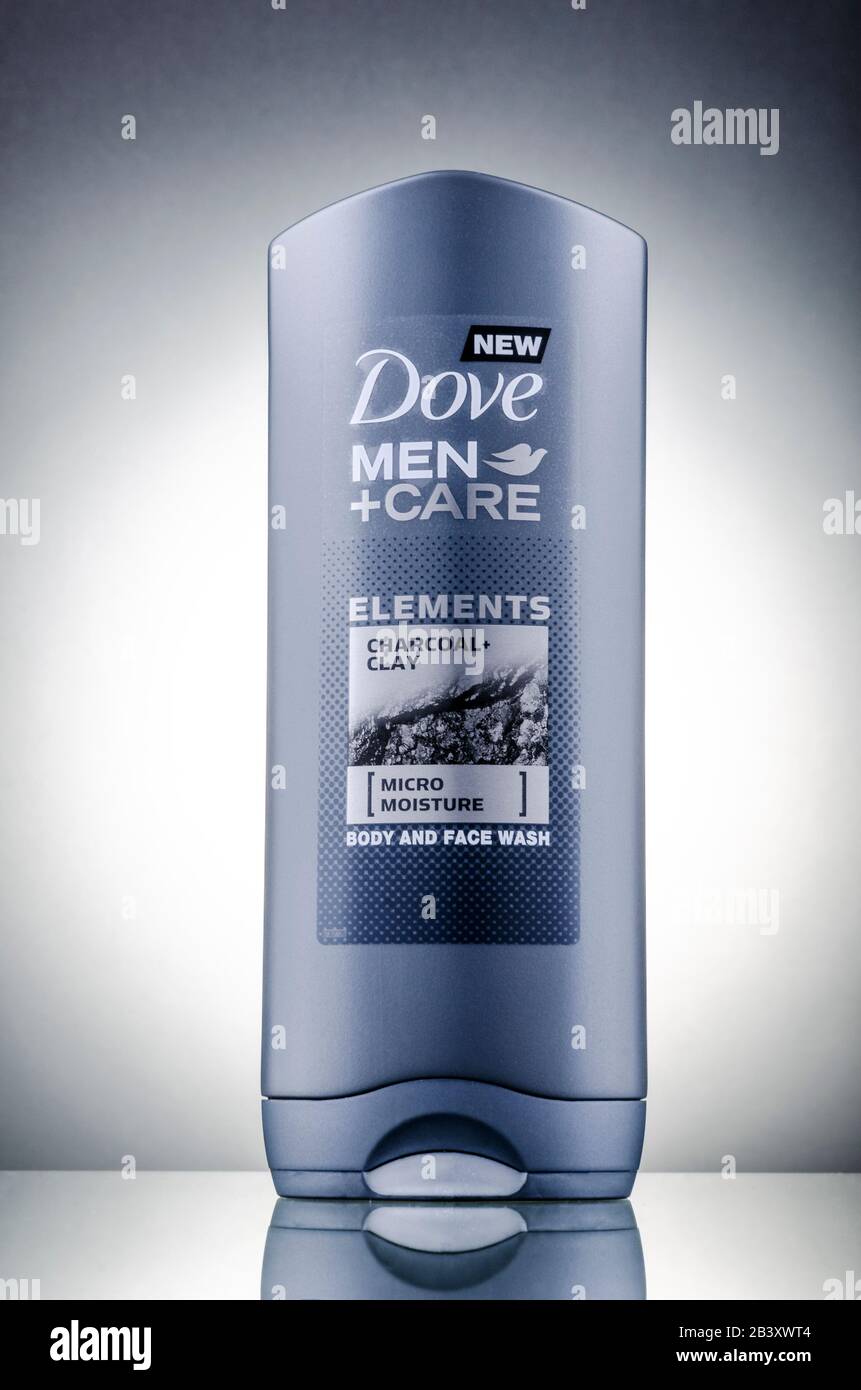 Dove body and face wash isolated on gradient background. Dove is ...