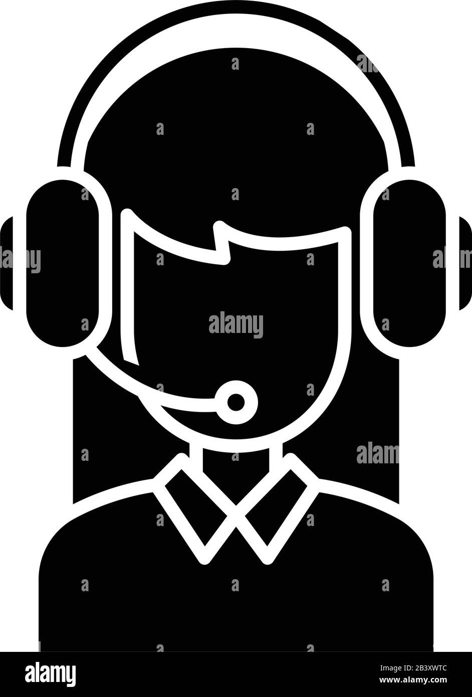 Remote assistant black icon, concept illustration, vector flat symbol ...