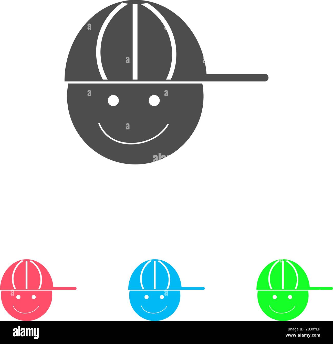 Boy with cap icon flat. Color pictogram on white background. Vector ...