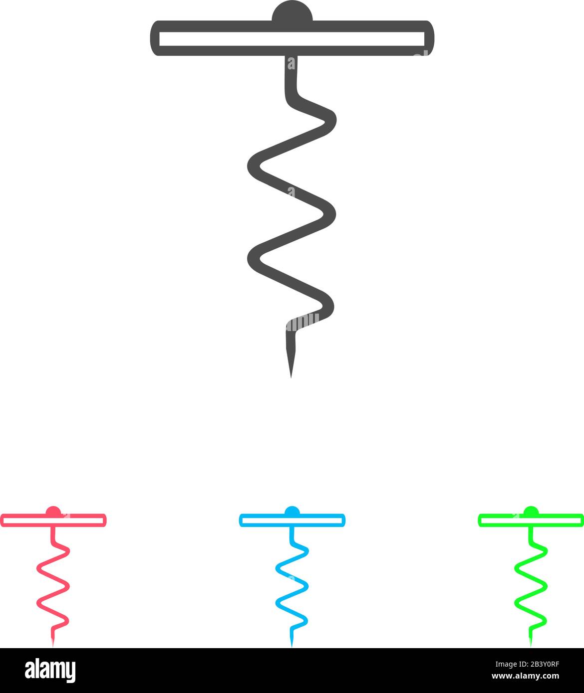 Corkscrew icon flat. Color pictogram on white background. Vector ...