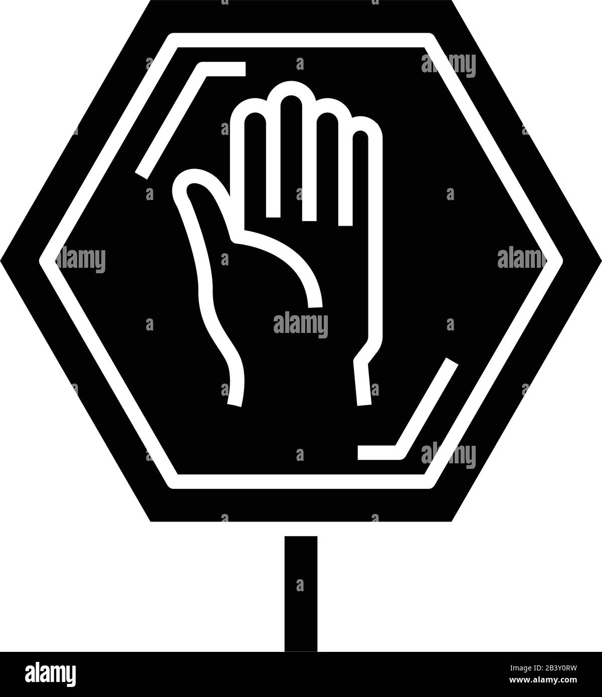 Stop sign black icon, concept illustration, vector flat symbol, glyph ...