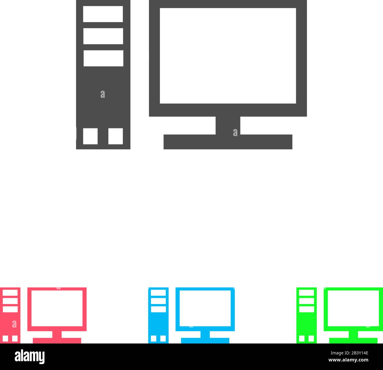Computer icon flat. Color pictogram on white background. Vector ...