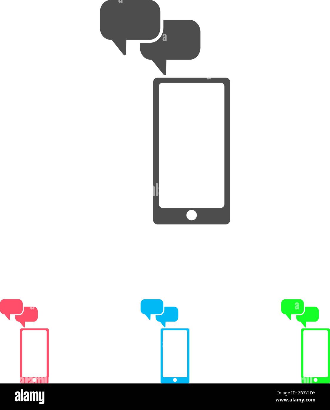 Smartphone Message icon flat. Color pictogram on white background ...