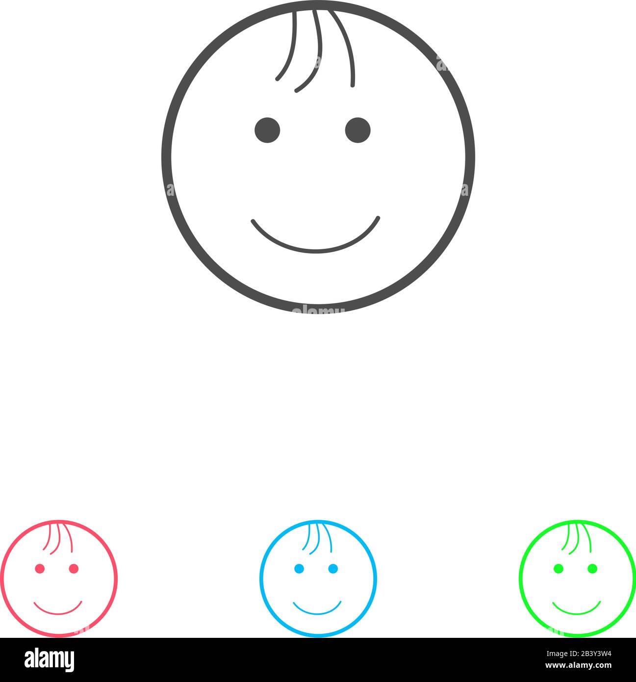 Smiling child icon flat. Color pictogram on white background. Vector ...