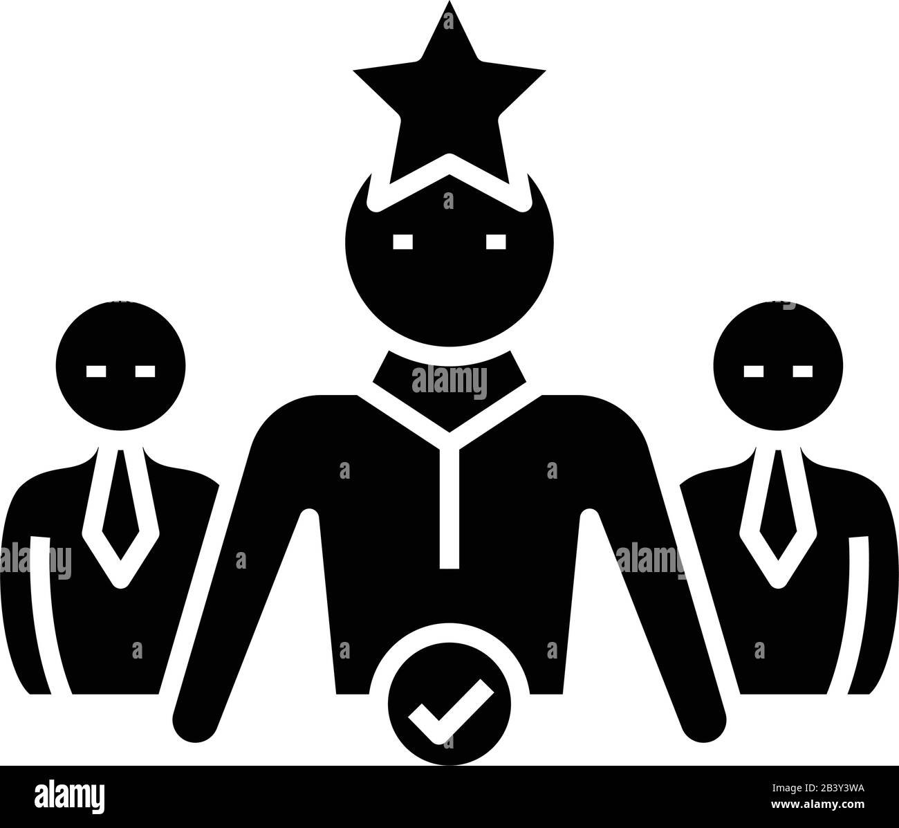 Responsible employee black icon, concept illustration, vector flat ...