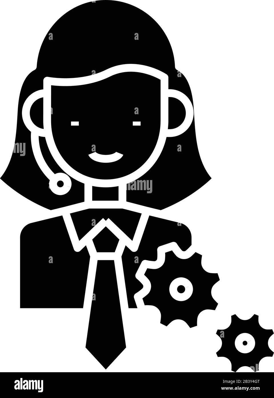 Remote assistance black icon, concept illustration, vector flat symbol ...