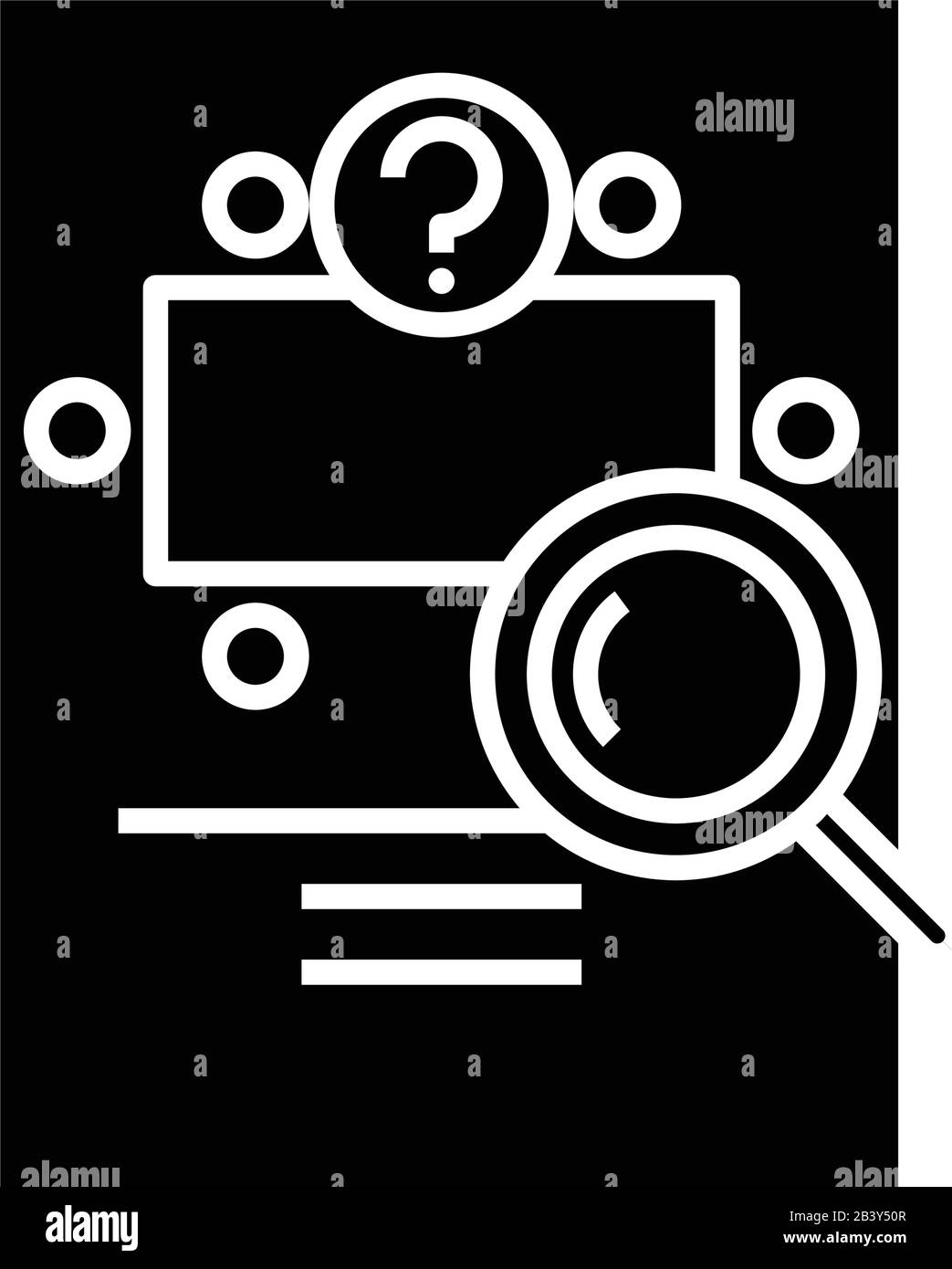 Searching facts black icon, concept illustration, vector flat symbol ...