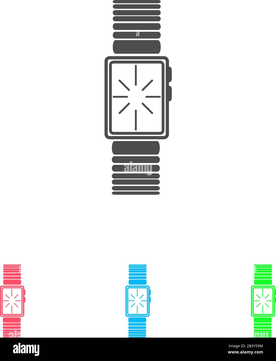 Watch icon flat. Color pictogram on white background. Vector ...