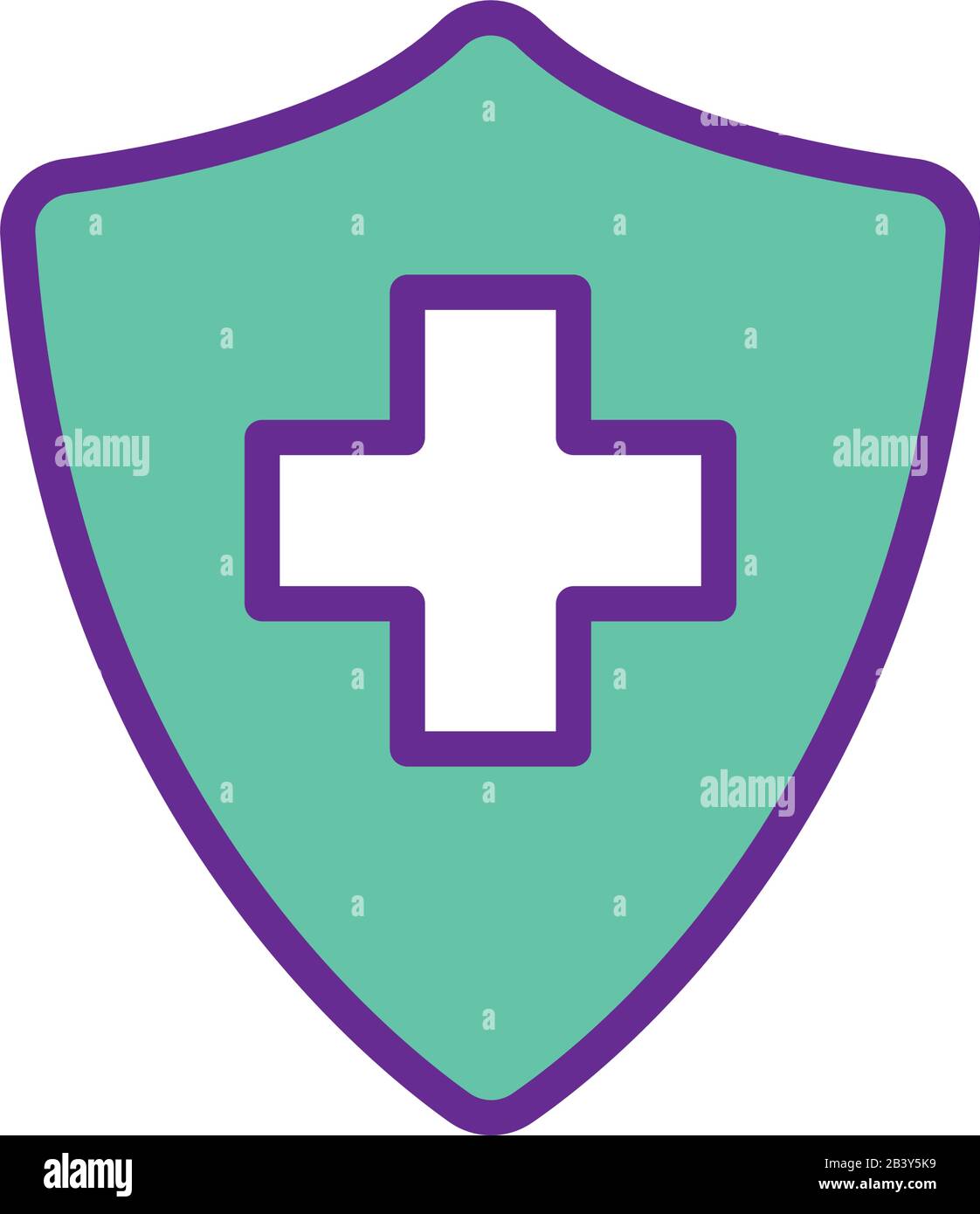 Isolated cross inside shield line and fill style icon vector design ...