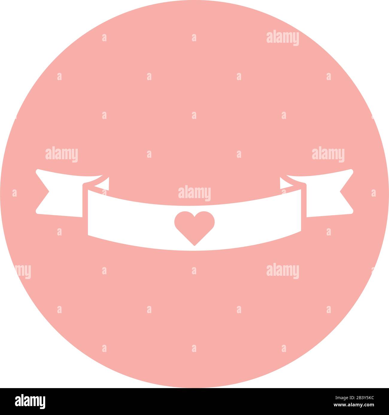 Heart inside ribbon silhouette style icon design of love passion ...