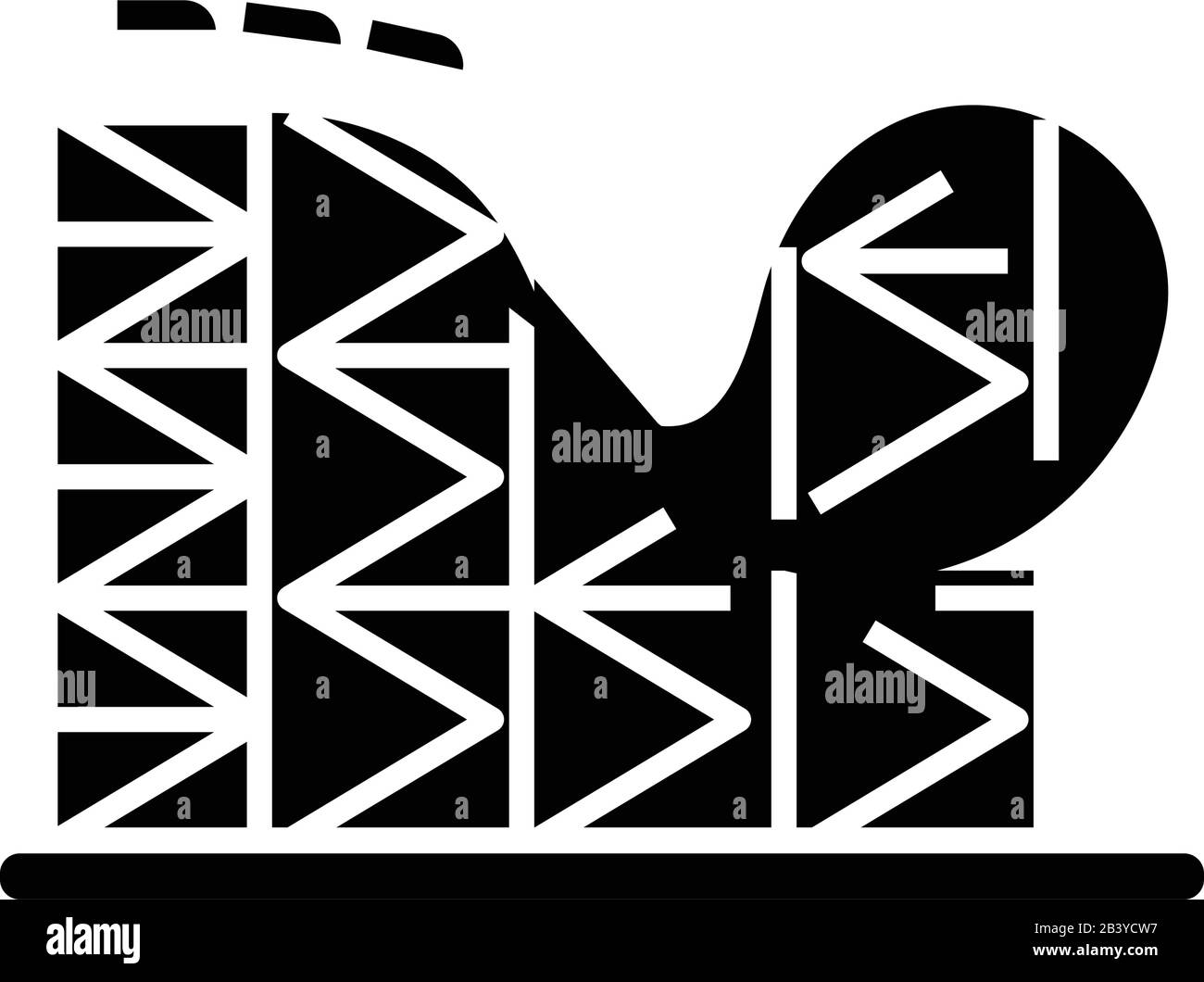 Roller coaster black icon, concept illustration, vector flat symbol ...