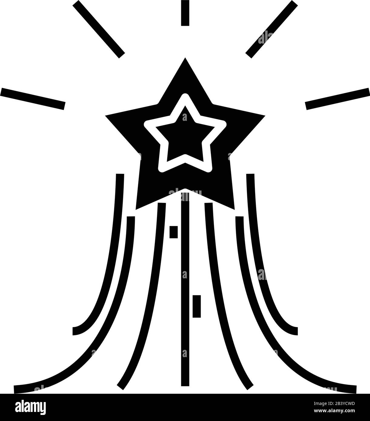 Rising star black icon, concept illustration, vector flat symbol, glyph ...