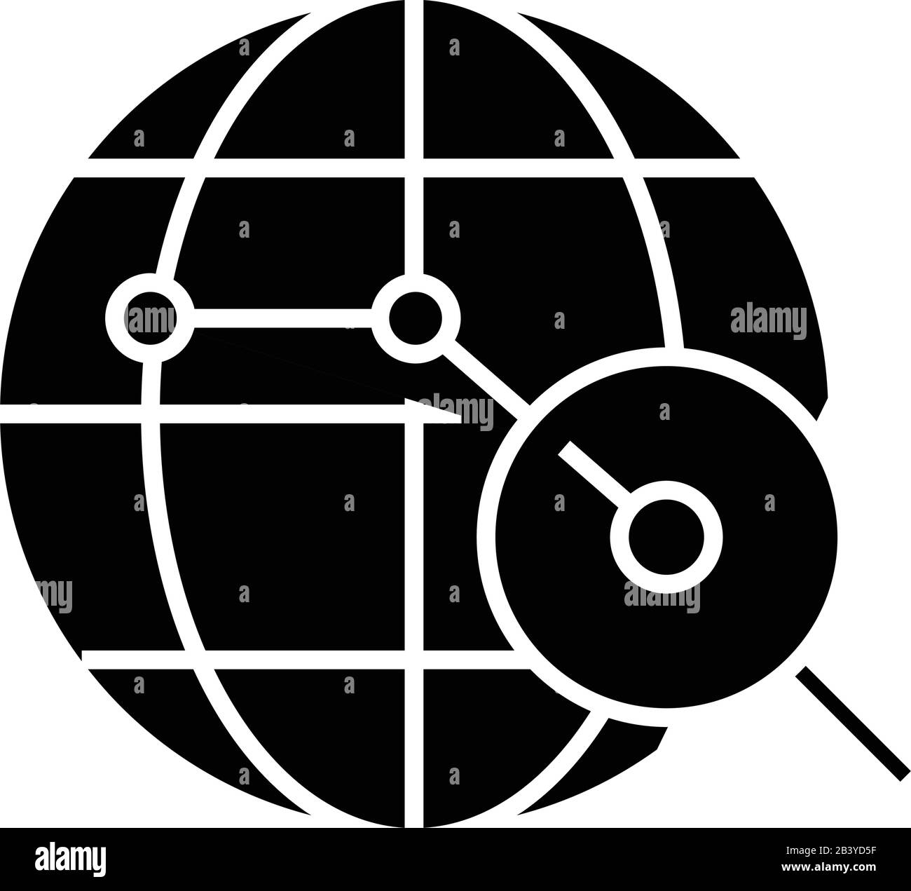 Searching network black icon, concept illustration, vector flat symbol ...