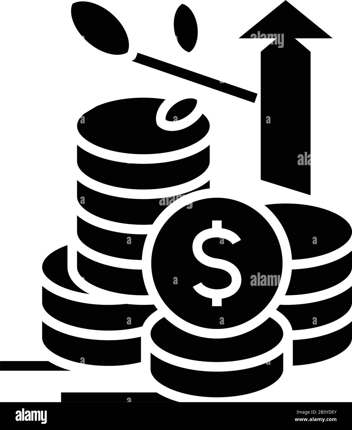 Rising price black icon, concept illustration, vector flat symbol ...