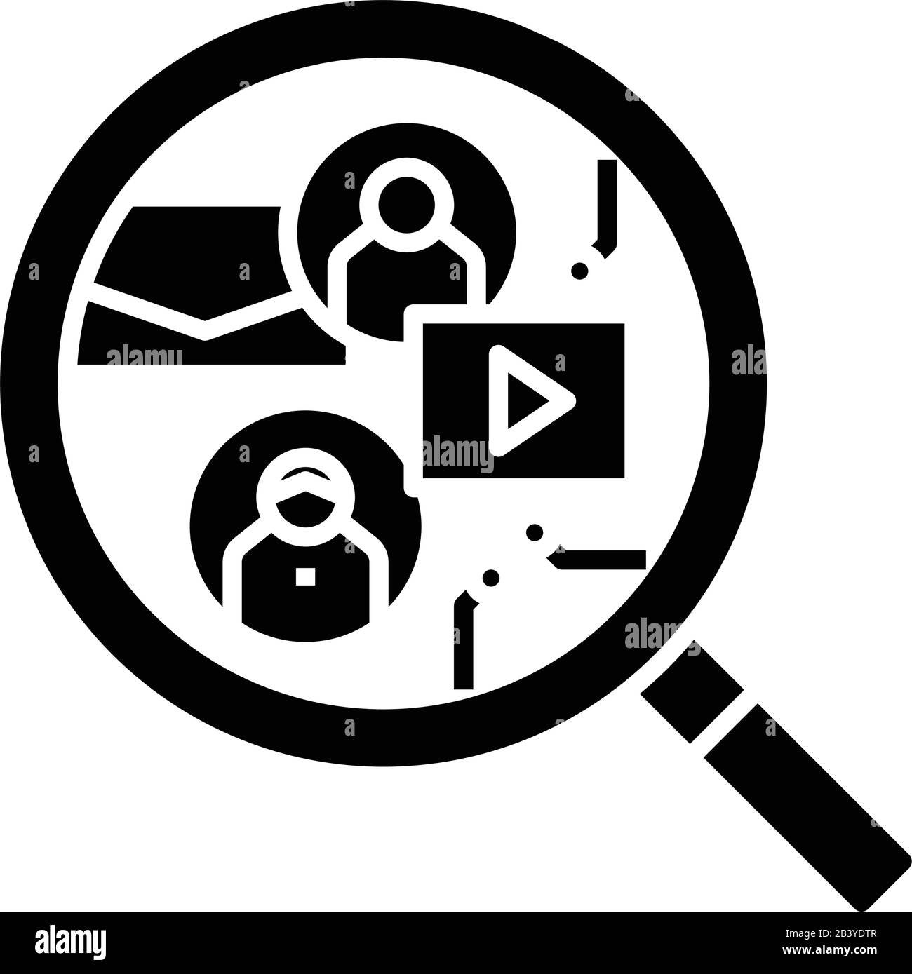 Searching connection black icon, concept illustration, vector flat ...