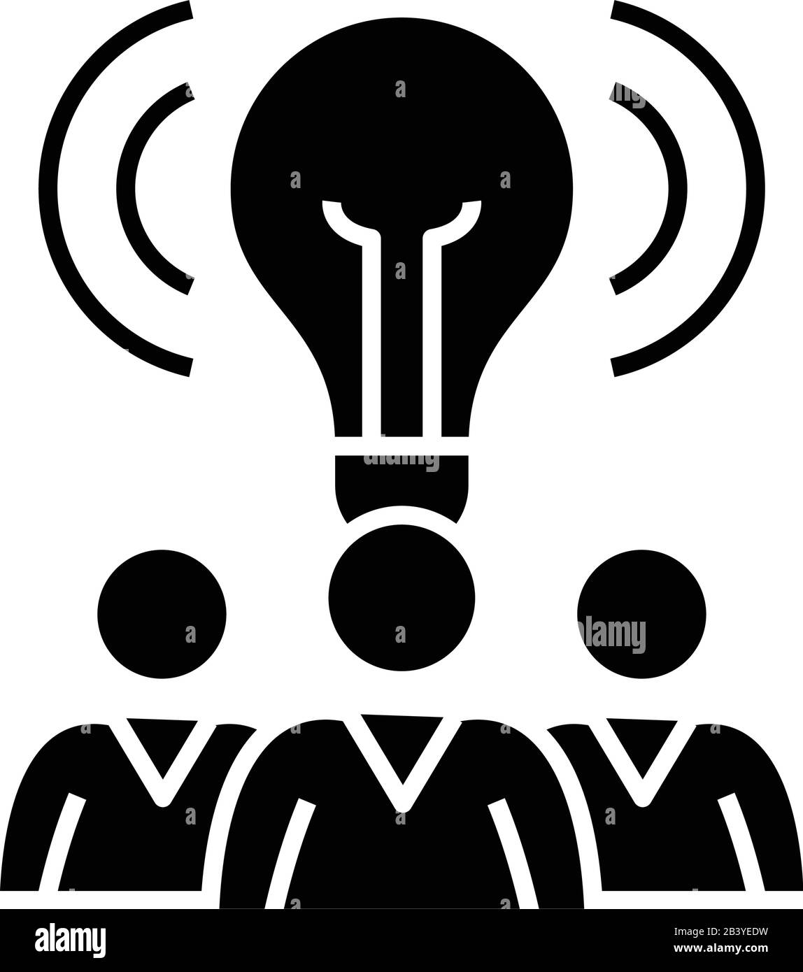 Team brainstorming black icon, concept illustration, vector flat symbol ...