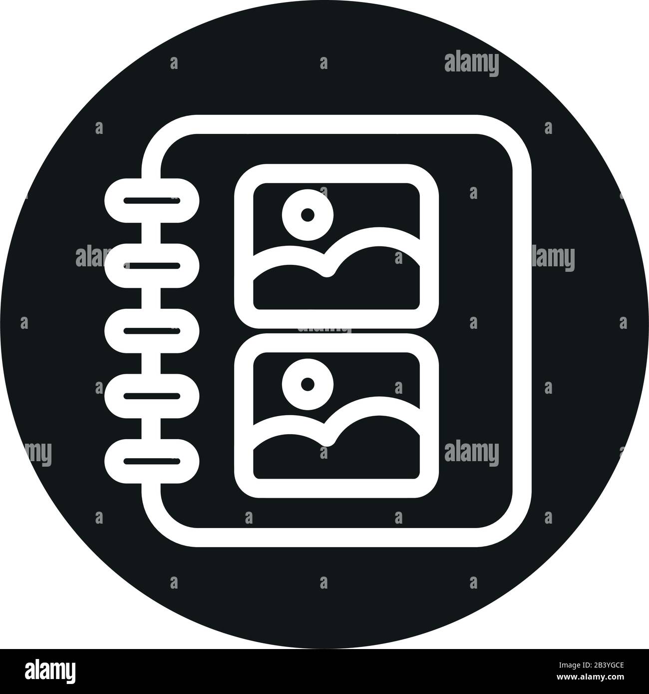 photo album device line block style icon design, photography technology ...