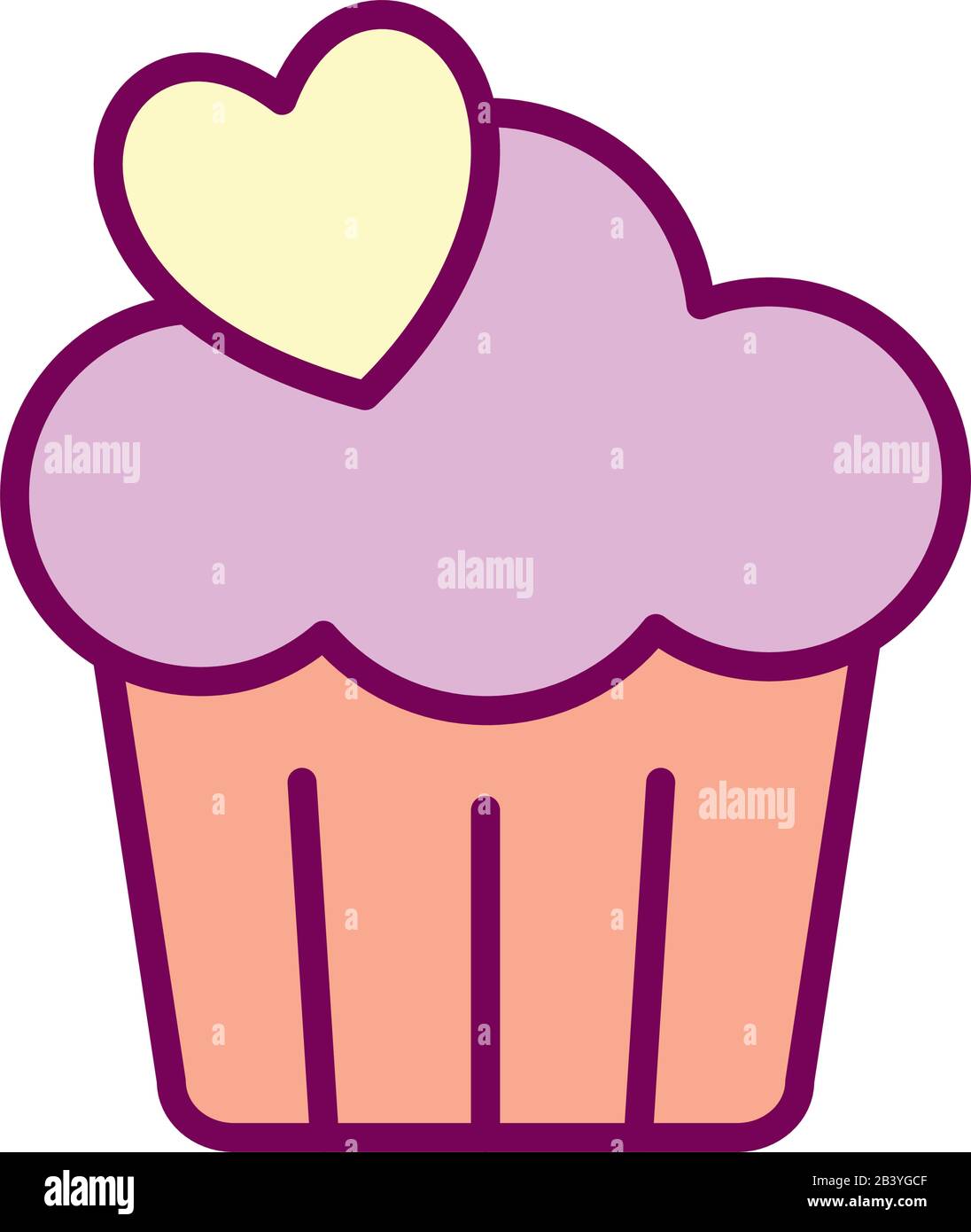 Isolated cupcake with heart line and fill style icon vector design ...