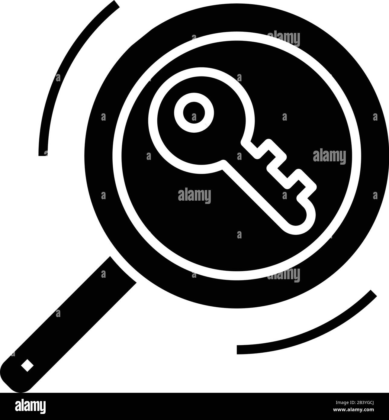 Search for solution black icon, concept illustration, vector flat ...