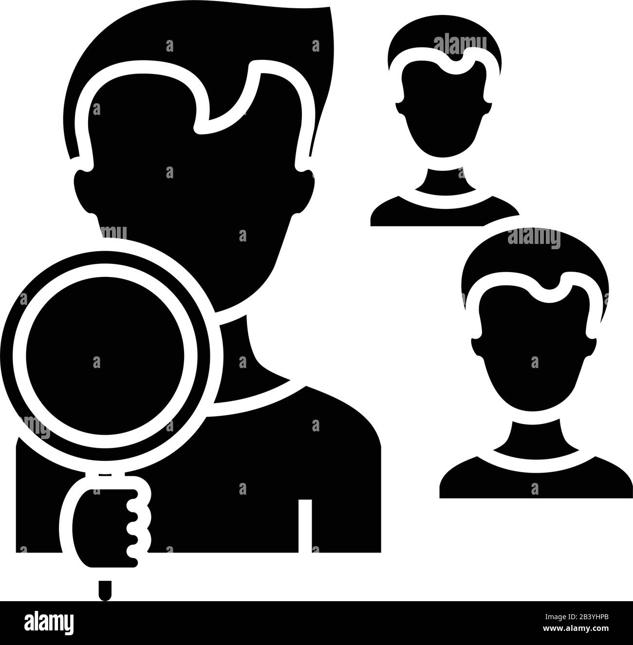 Searching staff black icon, concept illustration, vector flat symbol ...