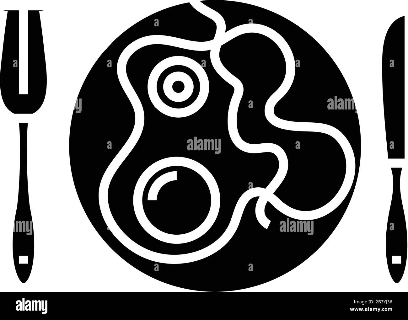 Tasty dinner black icon, concept illustration, vector flat symbol ...