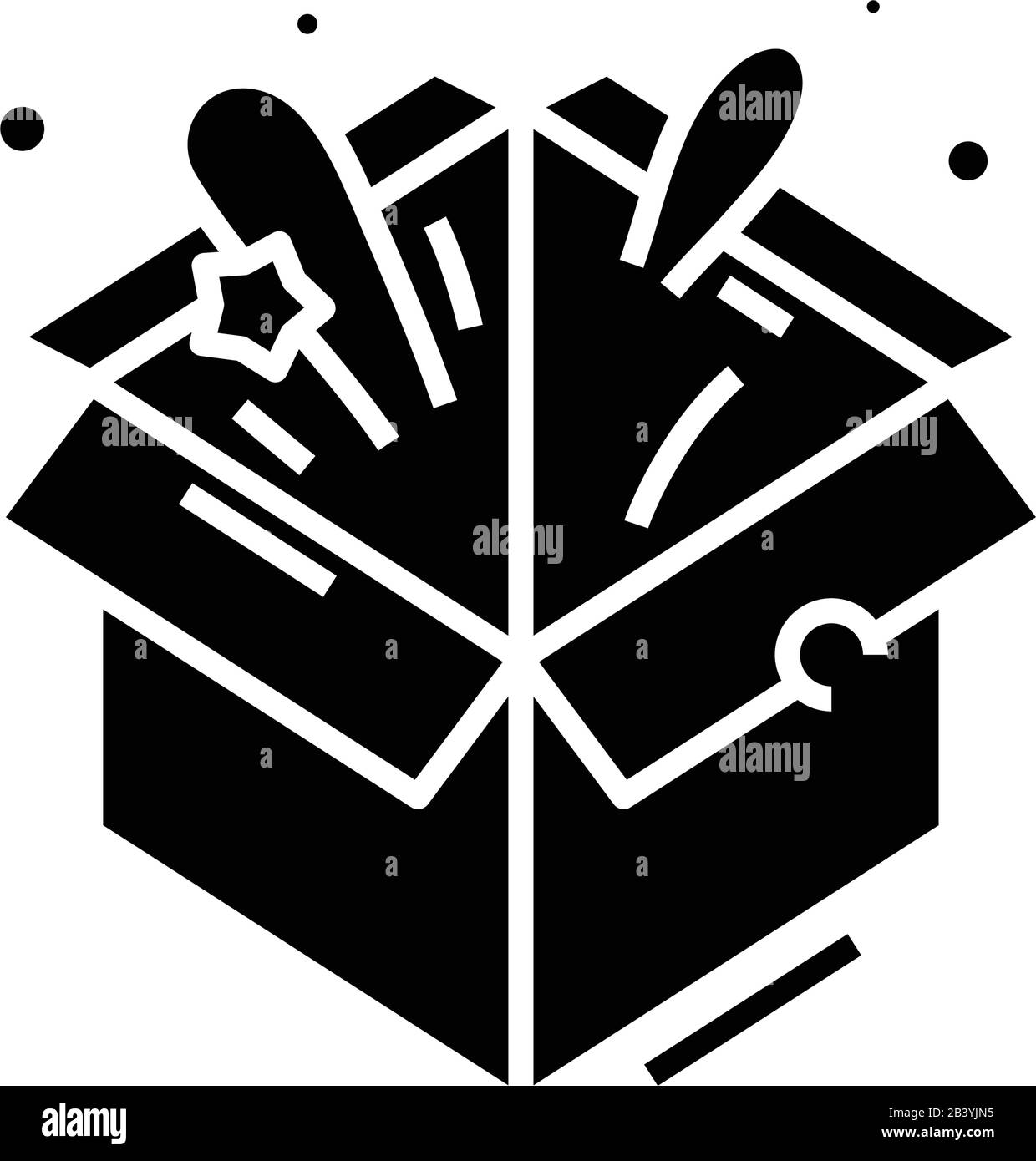 Surprise box black icon, concept illustration, vector flat symbol ...